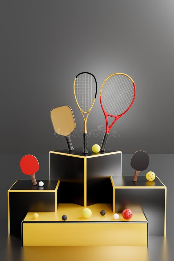 Racquet Sports Items on a Pedestal Stock Illustration - Illustration of ...