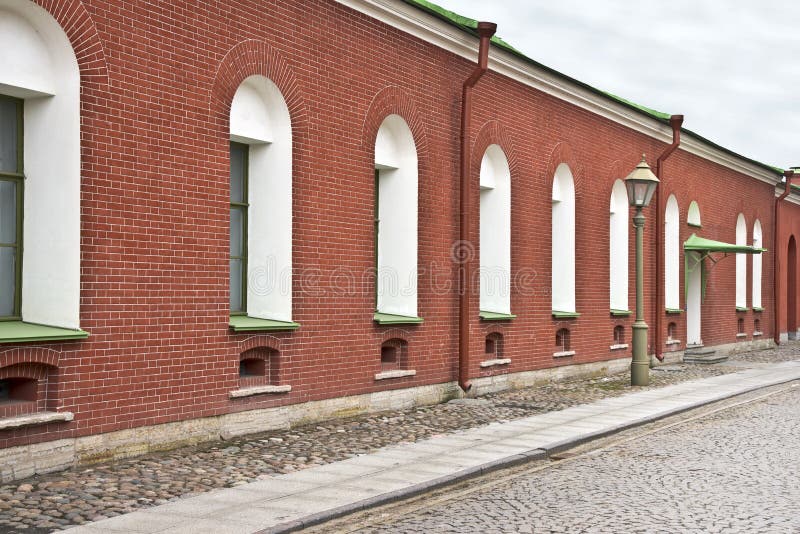 Rad Wall with Windows To a Quiet Street Stock Photo - Image of windows ...