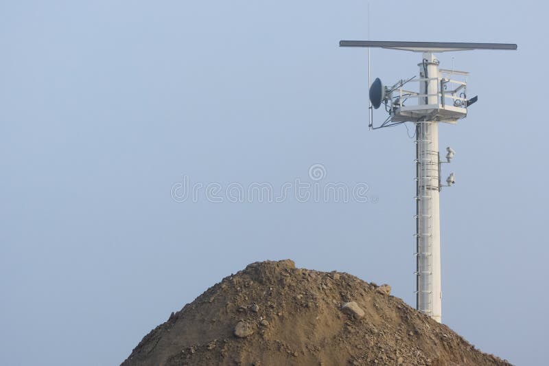 Radar Antenna in Construction Site Stock Photo - Image of blue, site ...