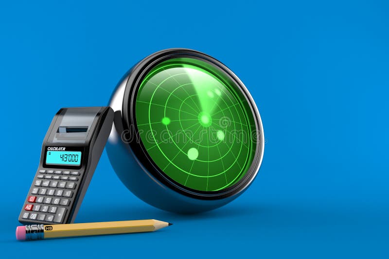 Radar with Calculator and Pencil Stock Illustration - Illustration of ...