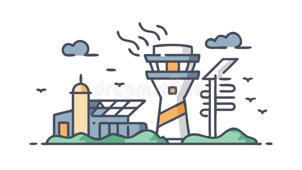Radar Control Tower, Advanced Surveillance and Communication, Vector ...