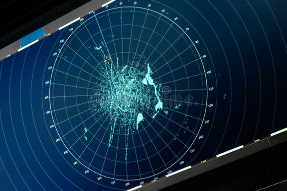 Radar Display Showcasing a Detailed Visualization of Geographical ...