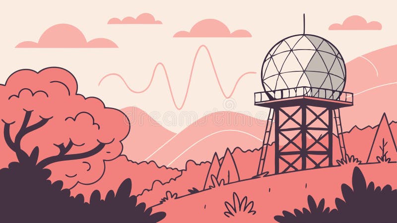 Radar Dome in Hilly Landscape with Ripples, Data Vector Art, Vector ...