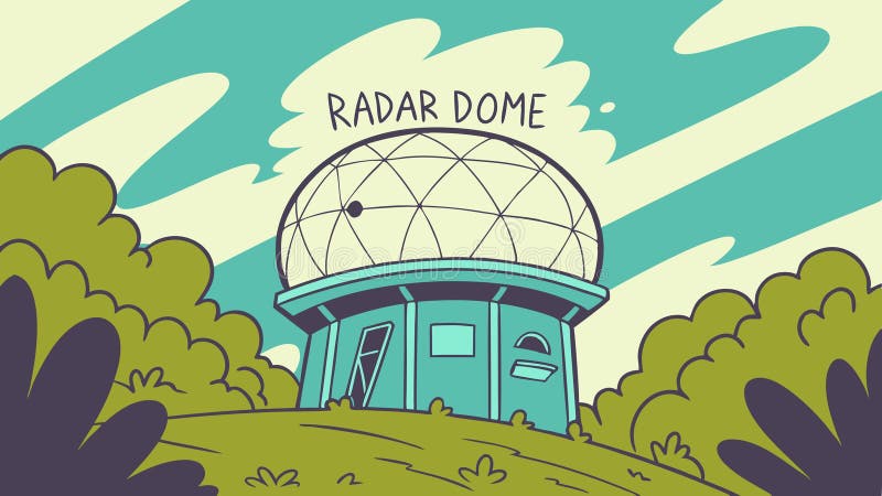 Radar Dome Iconic Structure in a Stylized Green Landscape, Vector ...