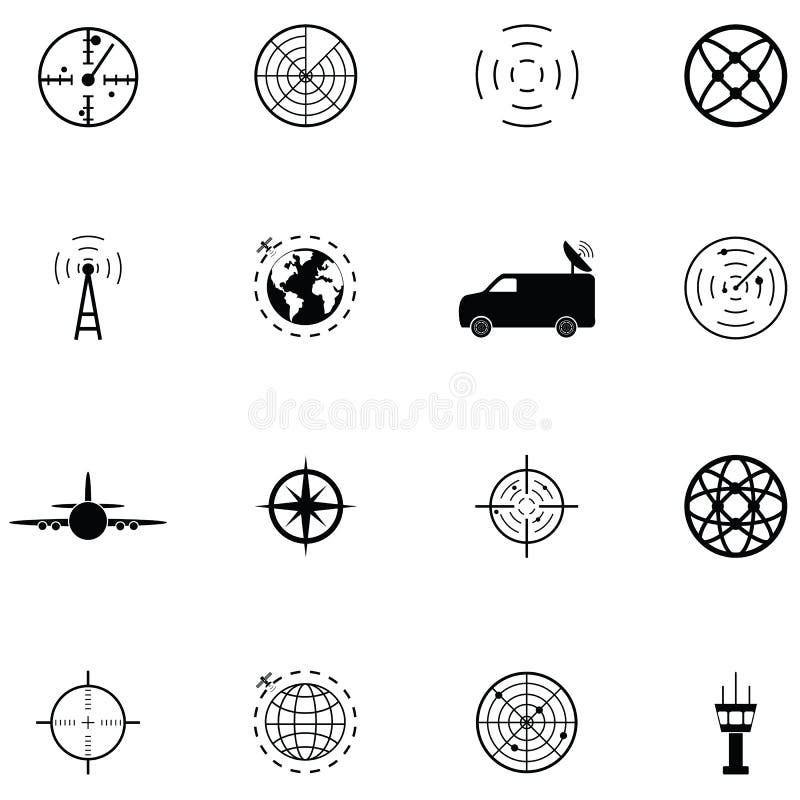 Radar icon set stock vector. Illustration of graphic - 138410546