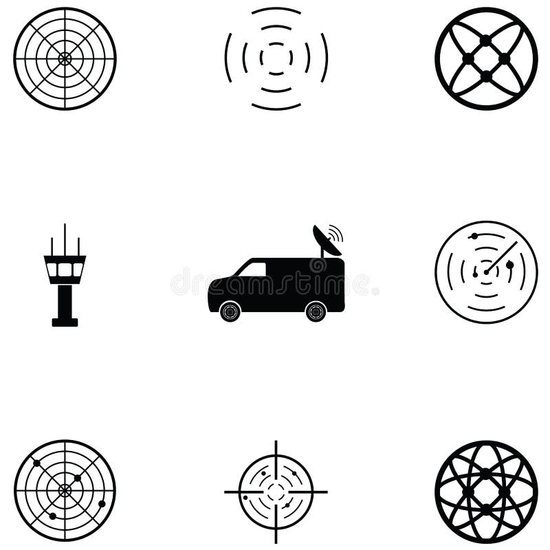 Radar icon set stock vector. Illustration of network - 138410548