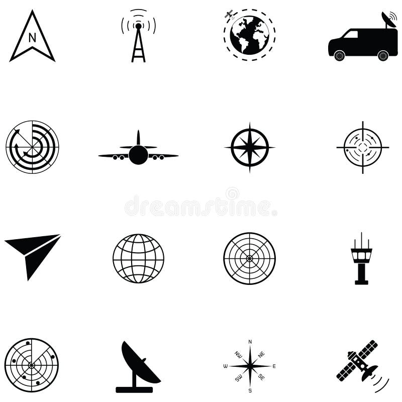 Radar icon set stock vector. Illustration of range, thin - 138410551