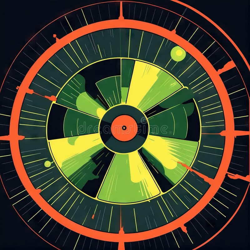 Colorful Radar Interface Showing a Target with Orange and Green ...