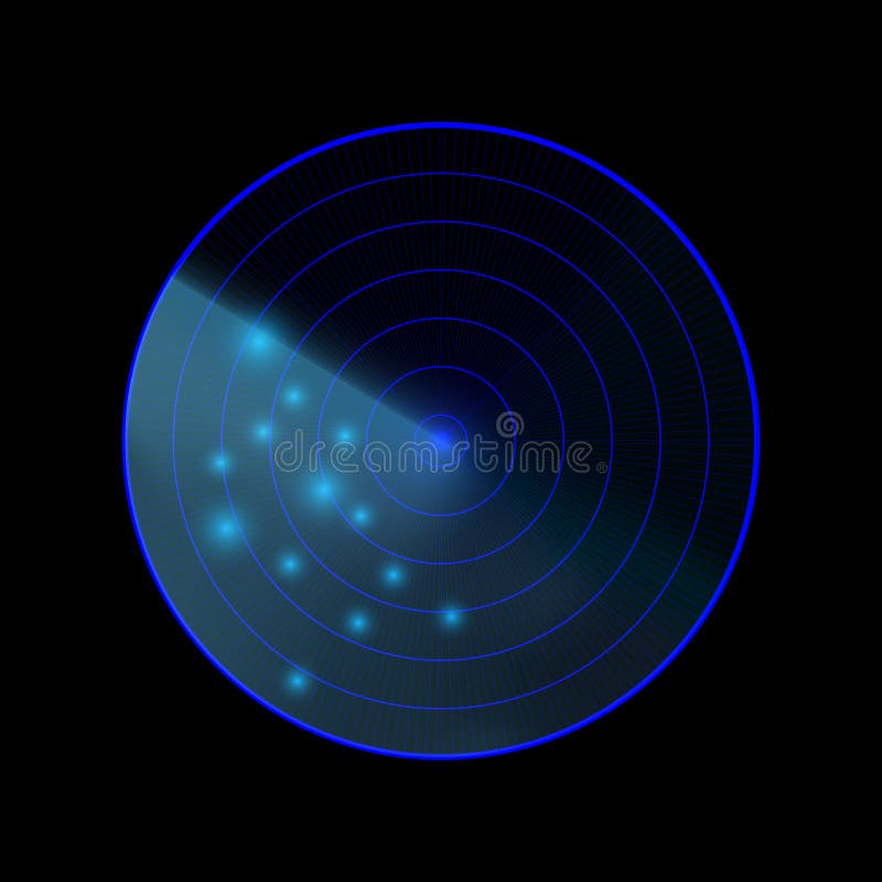 Radar Isolated on Dark Background. Military Search System. HUD Radar ...
