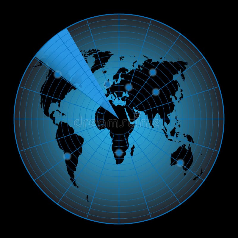 Radar map of the world stock illustration. Illustration of beam - 55944773