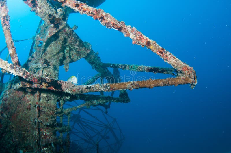 Radar Mast on the Artifical Reef Vandenberg Stock Image - Image of swim ...