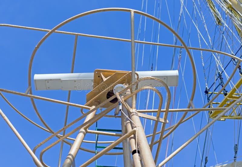 Radar on the mast of ship stock image. Image of system - 130598753