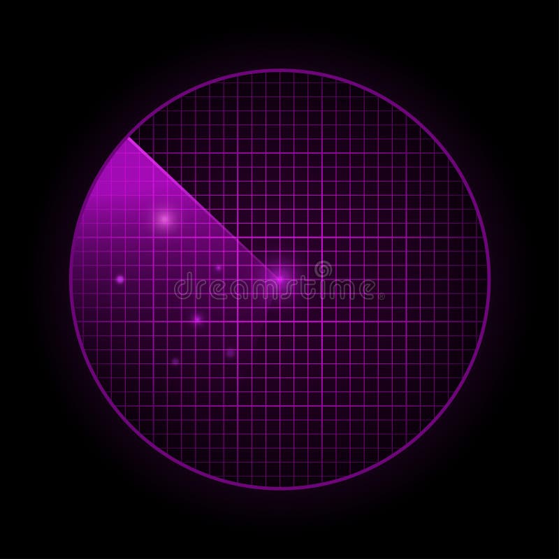 Radar Round Screen in Perspective, on Black Background. Vector ...