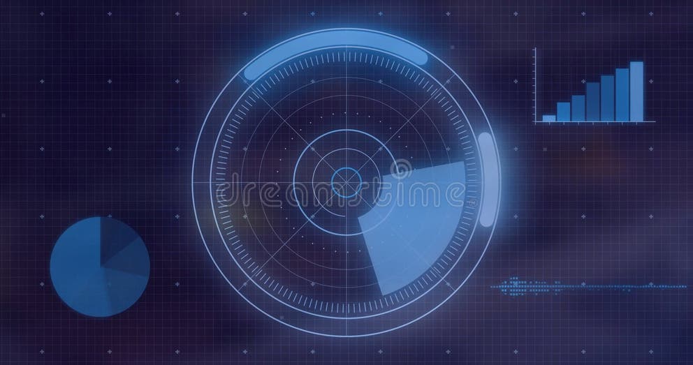Radar Scanning Image with Data Charts and Graphs on Grid Background ...