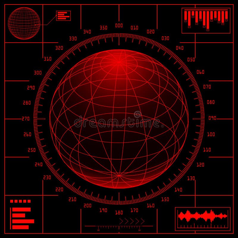 Radar Screen with World Map Stock Vector - Illustration of equipment ...