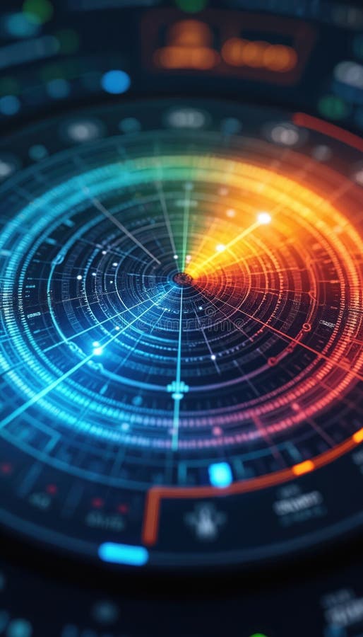 Radar Screen Showing Weather Precipitation Intensity. Display Features ...