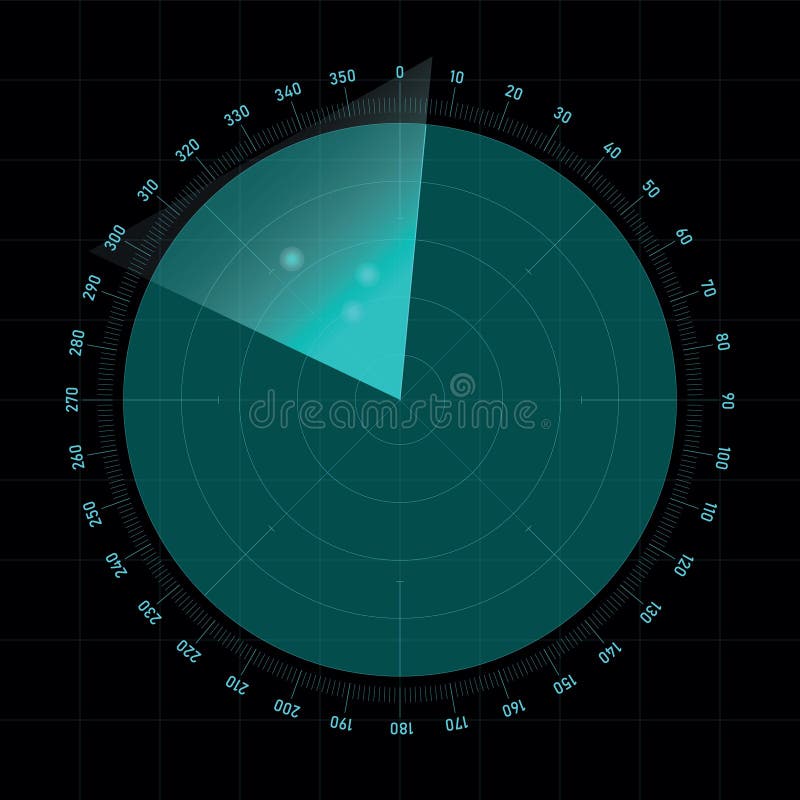 Blue Radar Screen On Black Background Stock Illustration - Illustration ...