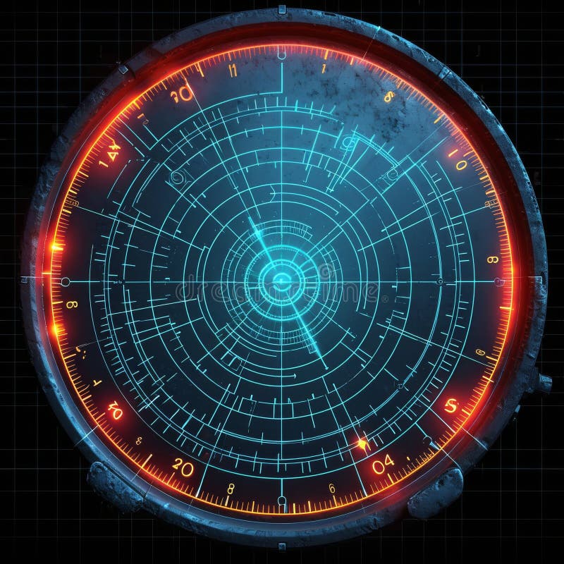 A Vibrant Radar Screen with a Neon Blue Circle, Representing Technology ...