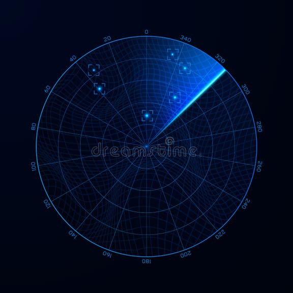 Radar in Searching. Military Search System Blip Illustration. Target on ...
