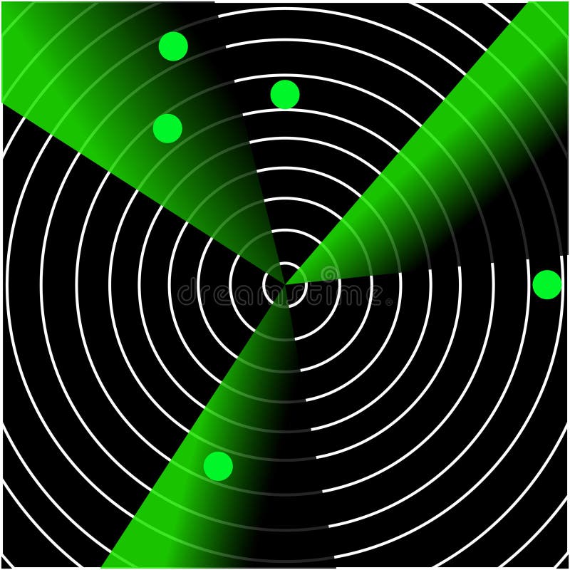 Radar Signal Icon. Green Dot Symbol. Vector Scan Emblem. Black Circular ...