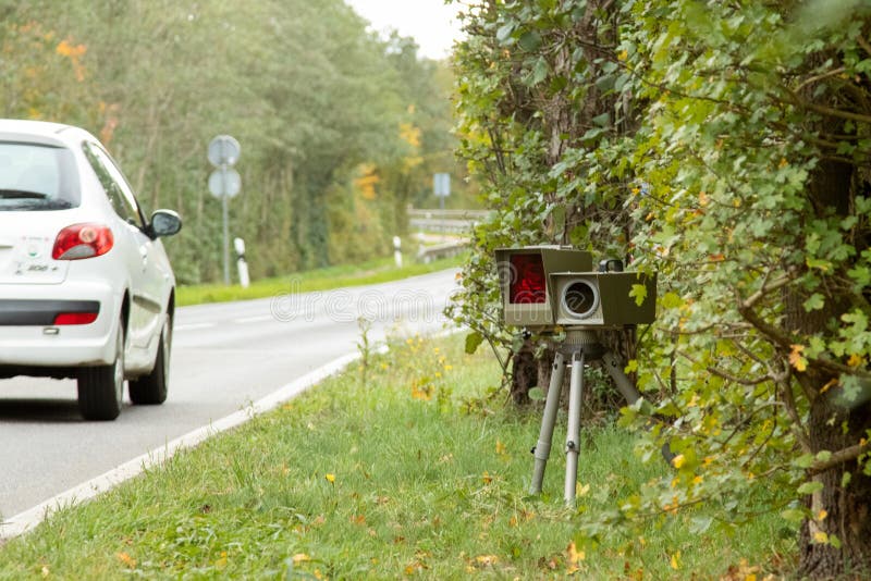 Radar Speed Trap with Car in Motion Stock Photo - Image of control ...