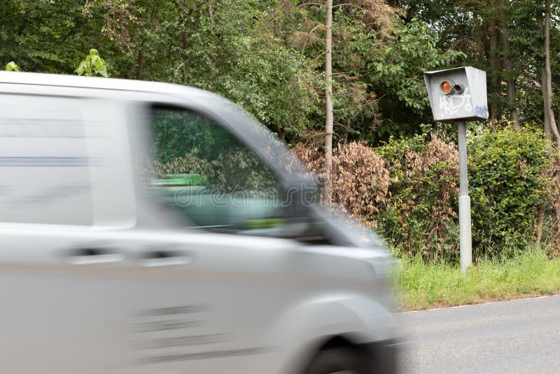 Radar Speed Trap with Car in Motion Stock Image - Image of forest ...