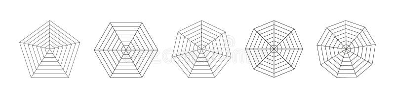 Radar, Spider Diagram Templates. Black Spider Mesh Patterns. Polygon ...