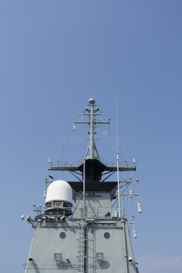 Radar at the Top of the Battle Ship Stock Image - Image of protection ...