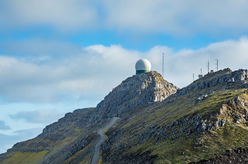 Radar on Top of the Mountain Peak with Road Stock Image - Image of ...