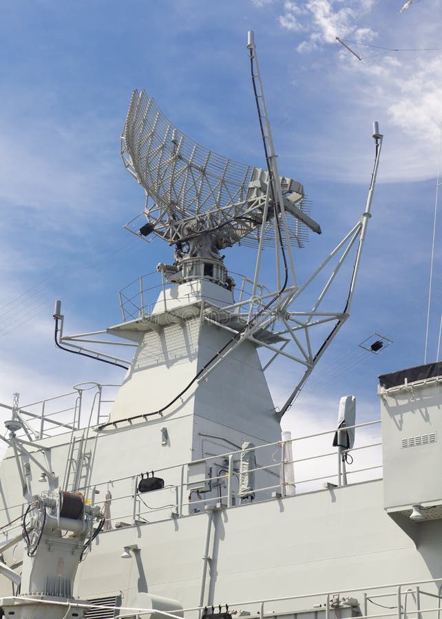Radar tower on a destroyer stock image. Image of surveillance - 52693935
