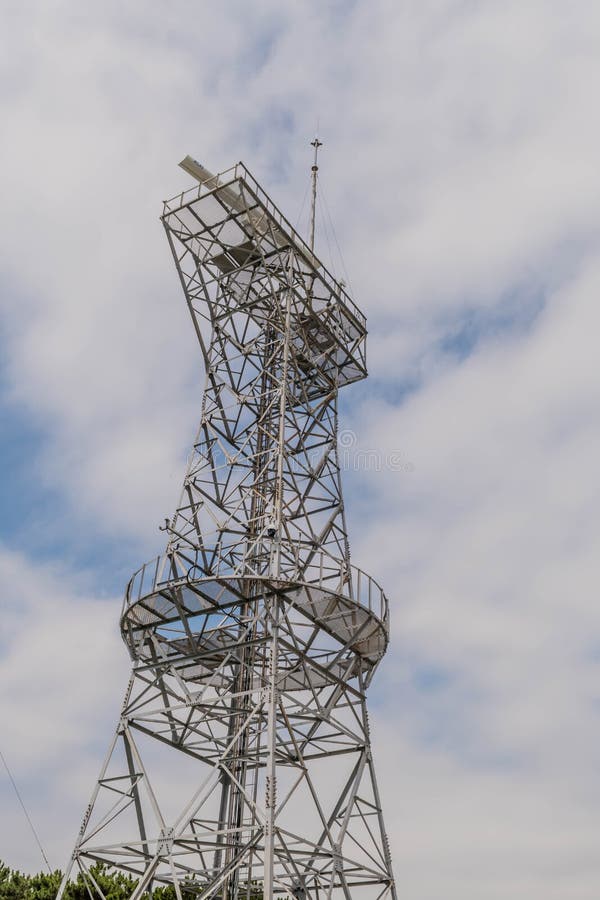 Radar Tower at Lighthouse Complex Stock Image - Image of control, fence ...