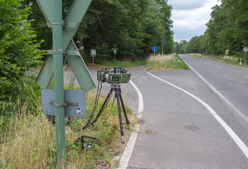 A Radar Trap at the Roadside before a Railway Crossing Editorial Photo ...
