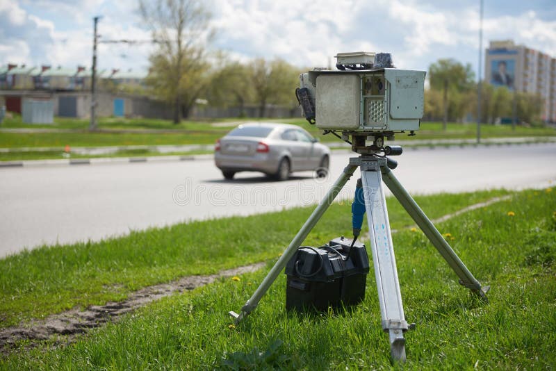 Radar Vith Camera for Fixing the Speed of the Car Stock Photo - Image ...