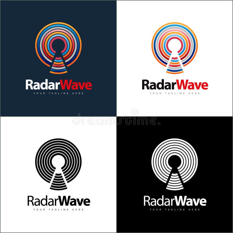 Radar Wave Circle Line Colourful Silhouette Modern Logo Set Template ...