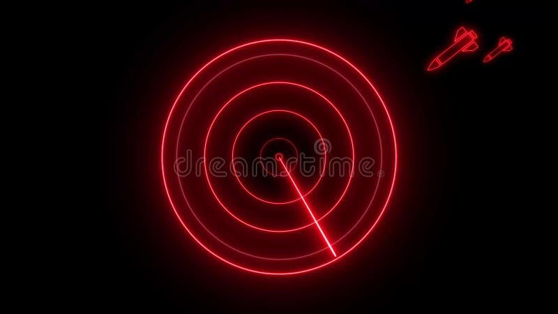 Radar Waves Detect Missile Rocket Attack Animated Circle Waves Neon ...