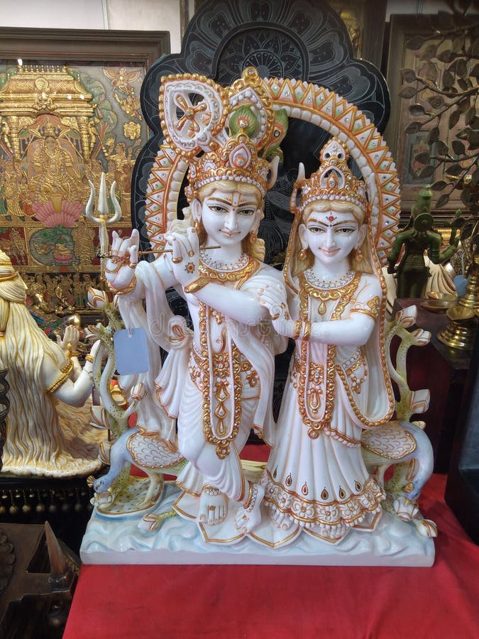 Radha Krishna Stachu Made Ston Stock Image - Image of ston, radha ...