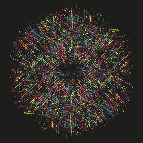 Radial Abstract Burst. Multicolor Spark Pattern. Digital Explosion Form ...