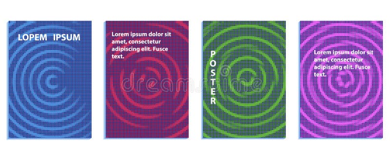 Radial Abstract Halftone Poster Design Template Stock Illustration ...