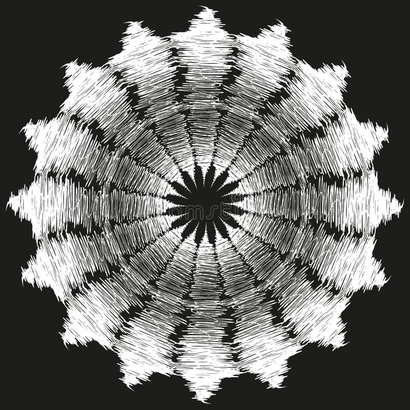 Radial Abstract Shape. Geometric Black Lines. Circular Dynamic Pattern ...