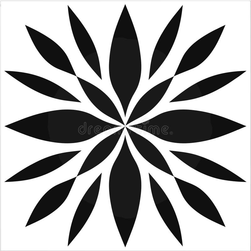 Radial Black Leaf Pattern on White Stock Vector - Illustration of ...