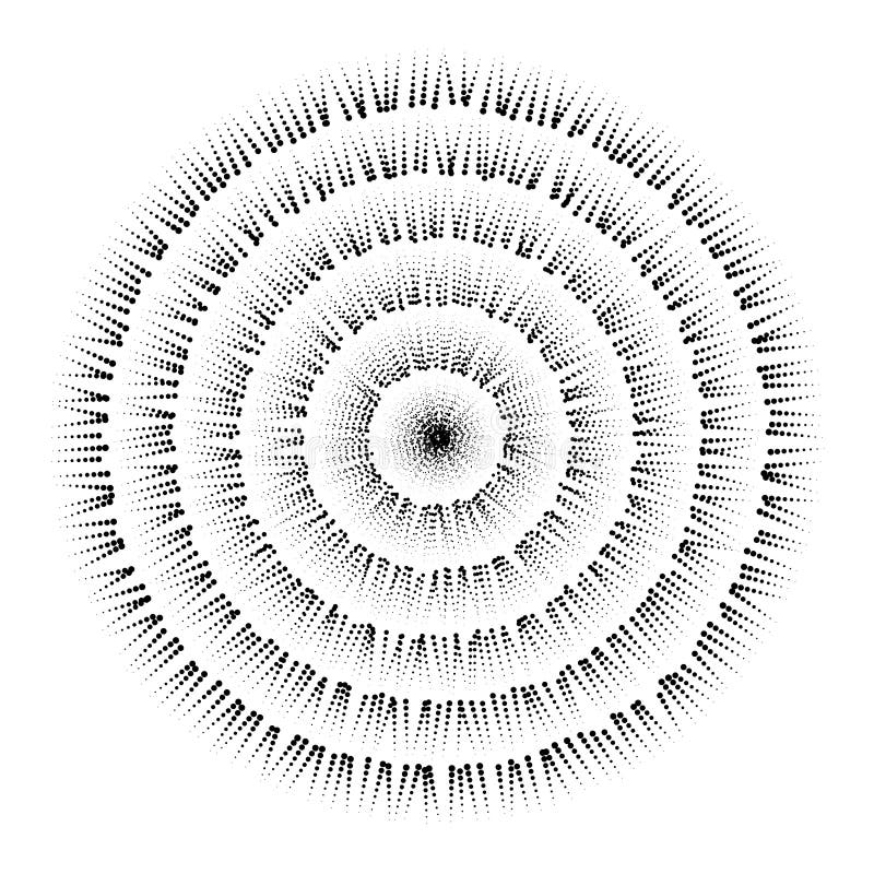 Radial Black and White Round Pattern of Dots. Vector Abstract ...