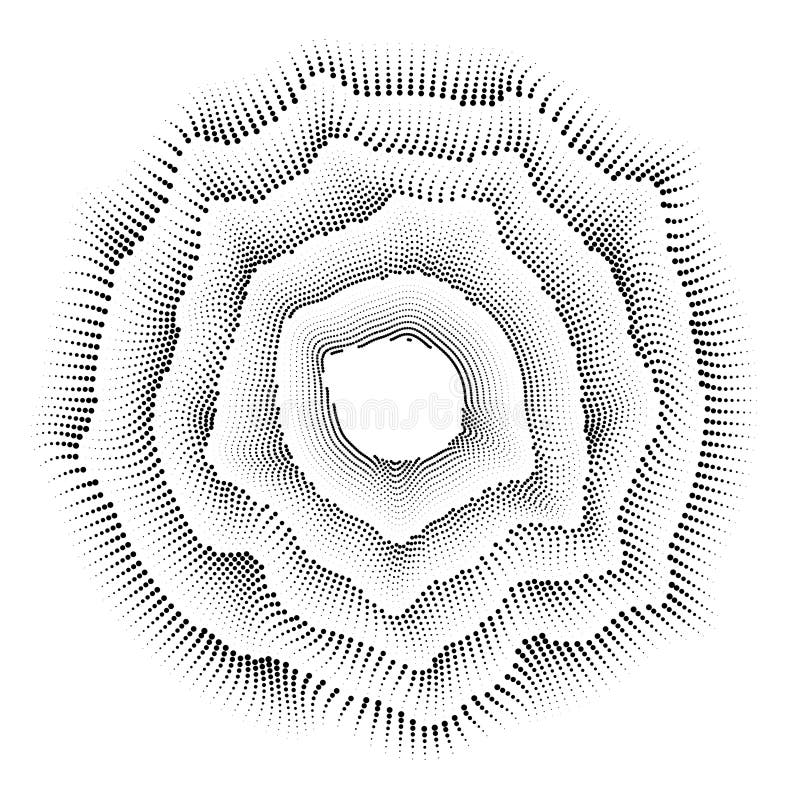 Radial Black and White Round Pattern of Dots. Vector Abstract ...