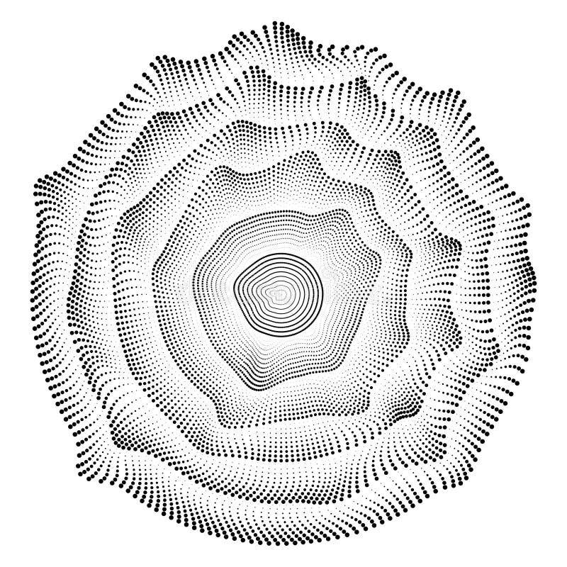 Radial Black and White Round Pattern of Dots. Vector Abstract ...