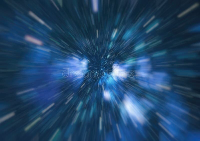 Abstract of Warp or Hyperspace Motion in Blue Star Trail. Stock ...