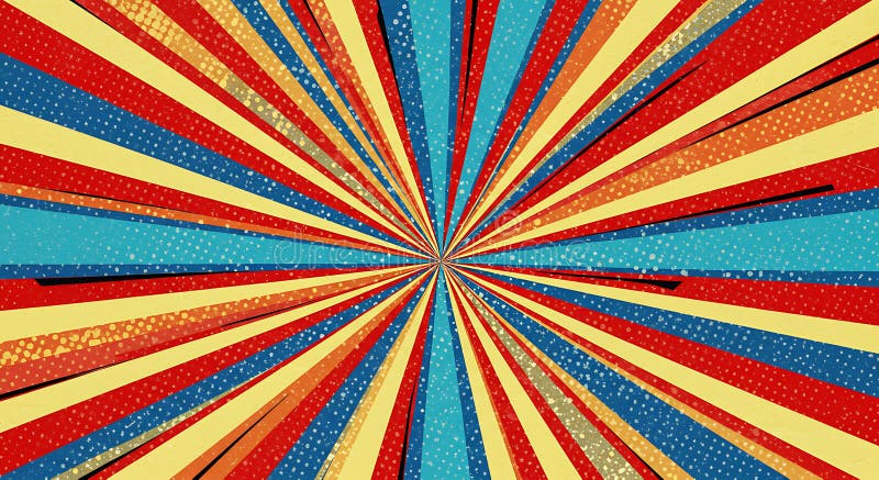 Radial Burst Pattern with Alternating Rays of Red, Blue, Yellow, and ...