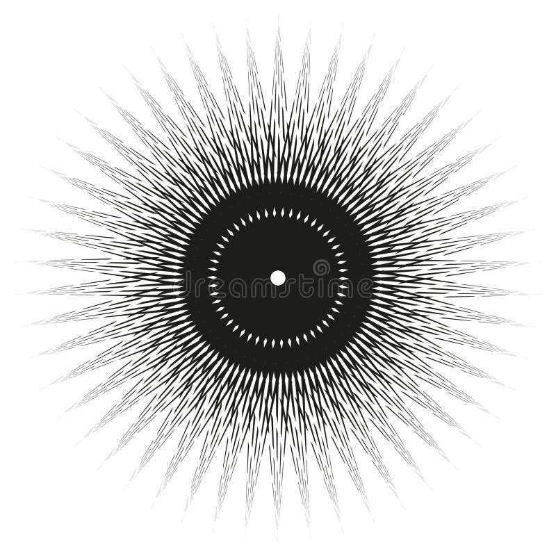Radial Burst Vector. Black and White Spiked Pattern. Concentric ...