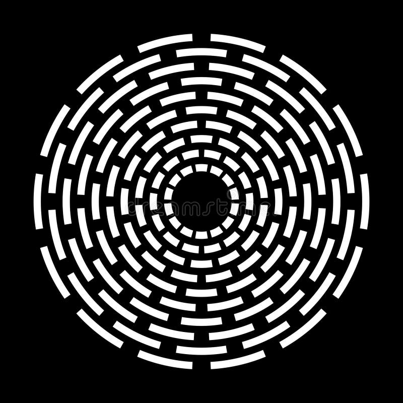 Radial Circular White Pattern on Black Background. Circle Design ...