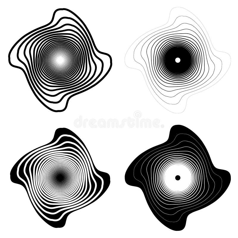 Radial, Concentric Shape Set. Abstract Monochrome Graphics Stock Vector ...