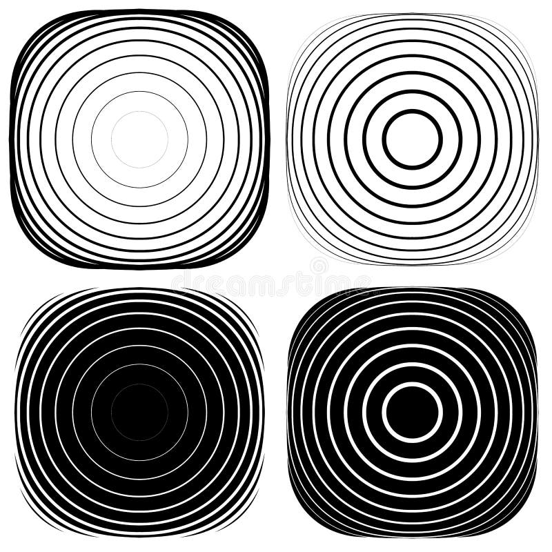 Radial, Concentric Shape Set. Abstract Monochrome Graphics Stock Vector ...