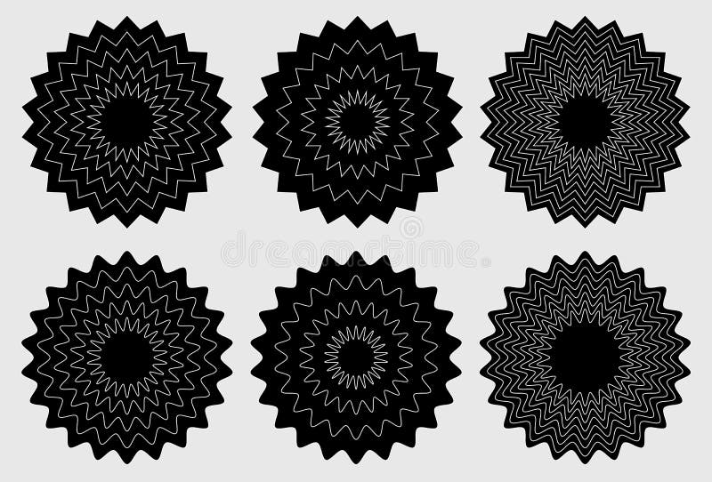 Radial Contour Elements with Distorted Decorative with Jagged Ed Stock ...